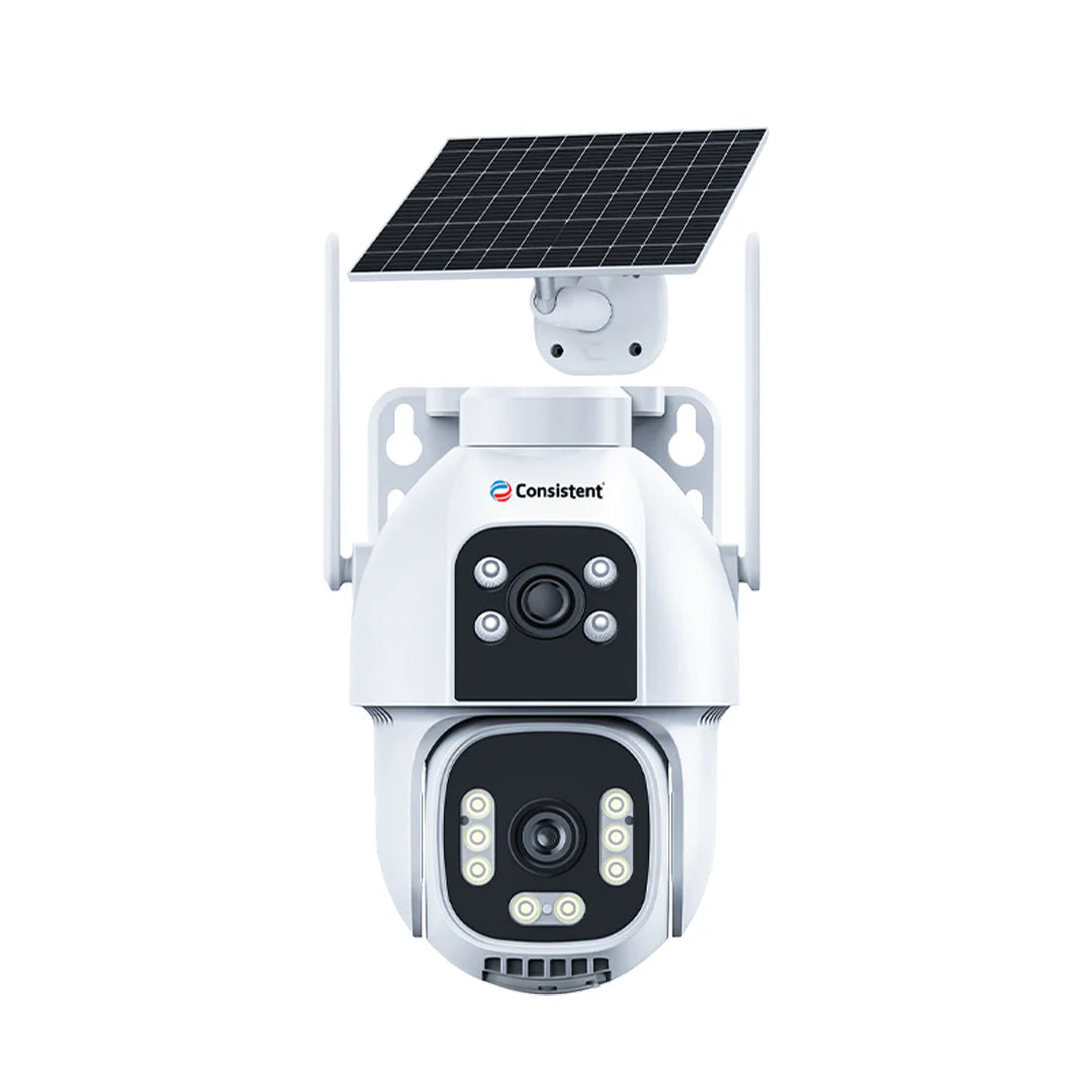 Consistent 4G LINKAGE Pan tilt Solar Camera | 3MP+3MP Dual lens | Two ...